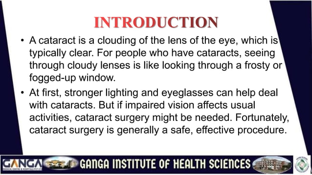 cataract and its management.pptx for nursing students | PPTX | Eye and ...