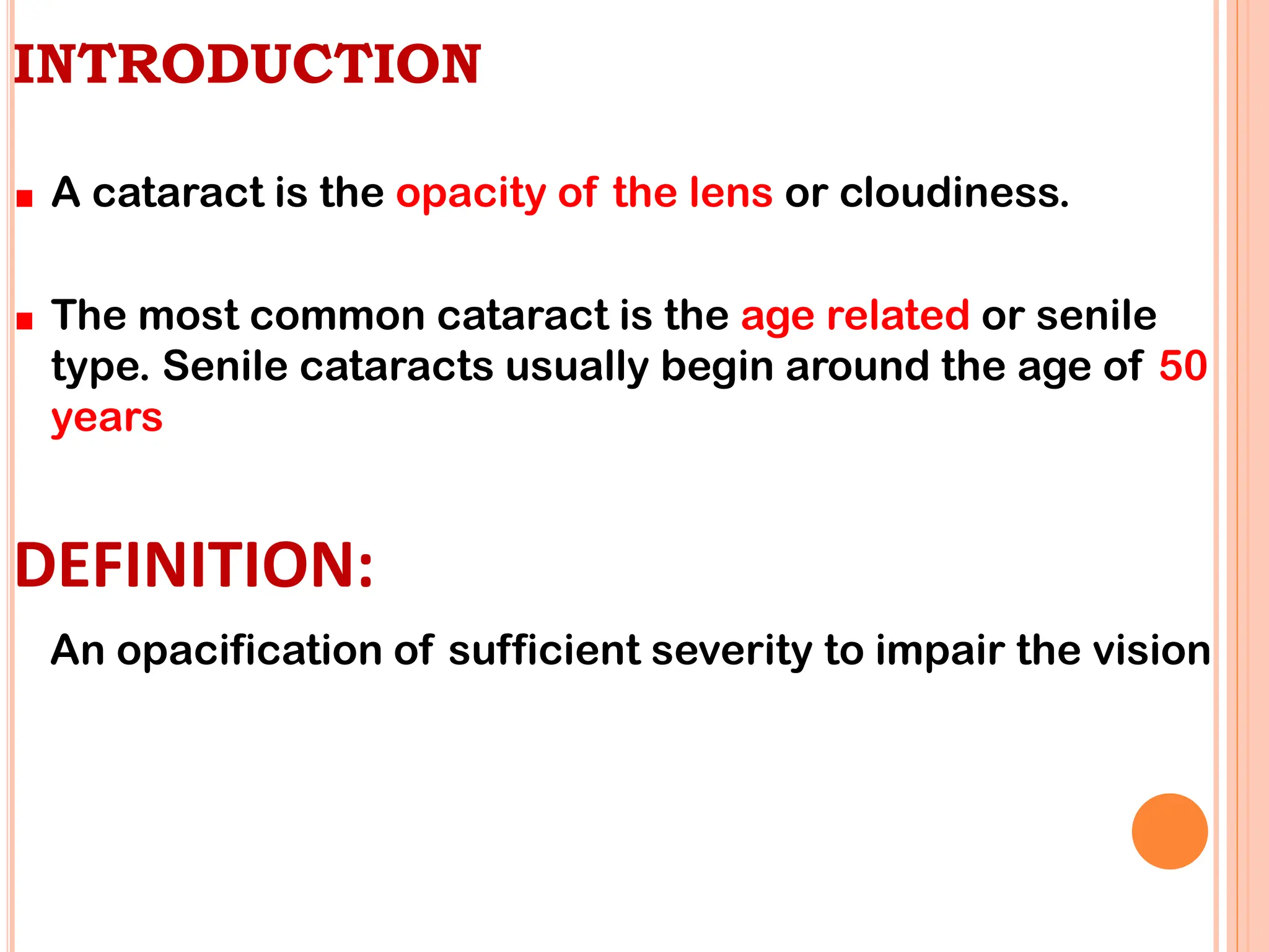 CATARACT RESEARCH WORK AND SEMINAR PRESENTATION | PPT