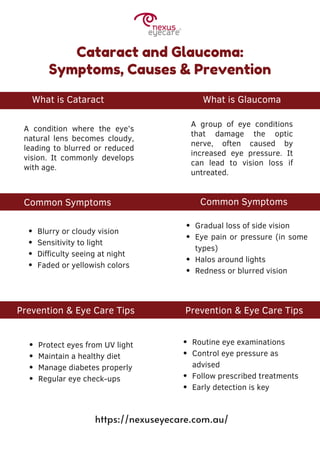 Understanding Cataract and Glaucoma: Symptoms, Causes, and Prevention | PDF