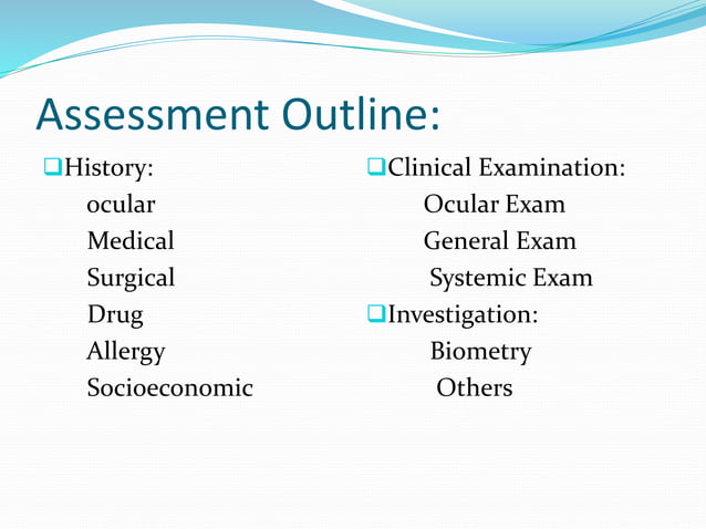 PRE-OPERATIVE EVALUATION IN CATARACT SURGERY | PPT
