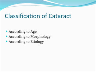 Cataract - Types, Pathophysiology and Treatment | PPT