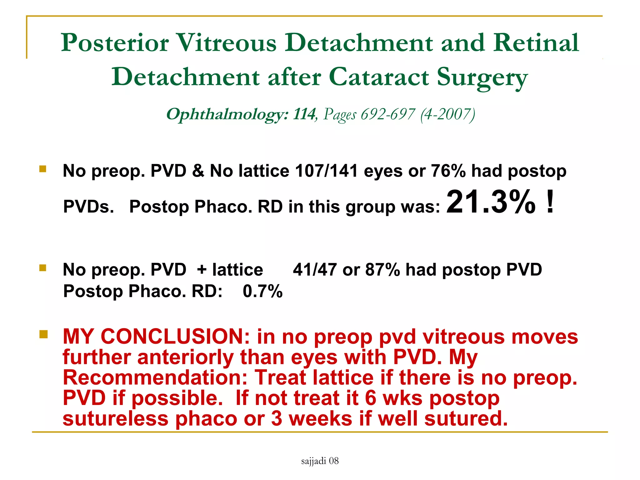 What Happens to the Eye after uncomplicated Cataract Surgery? | PPT