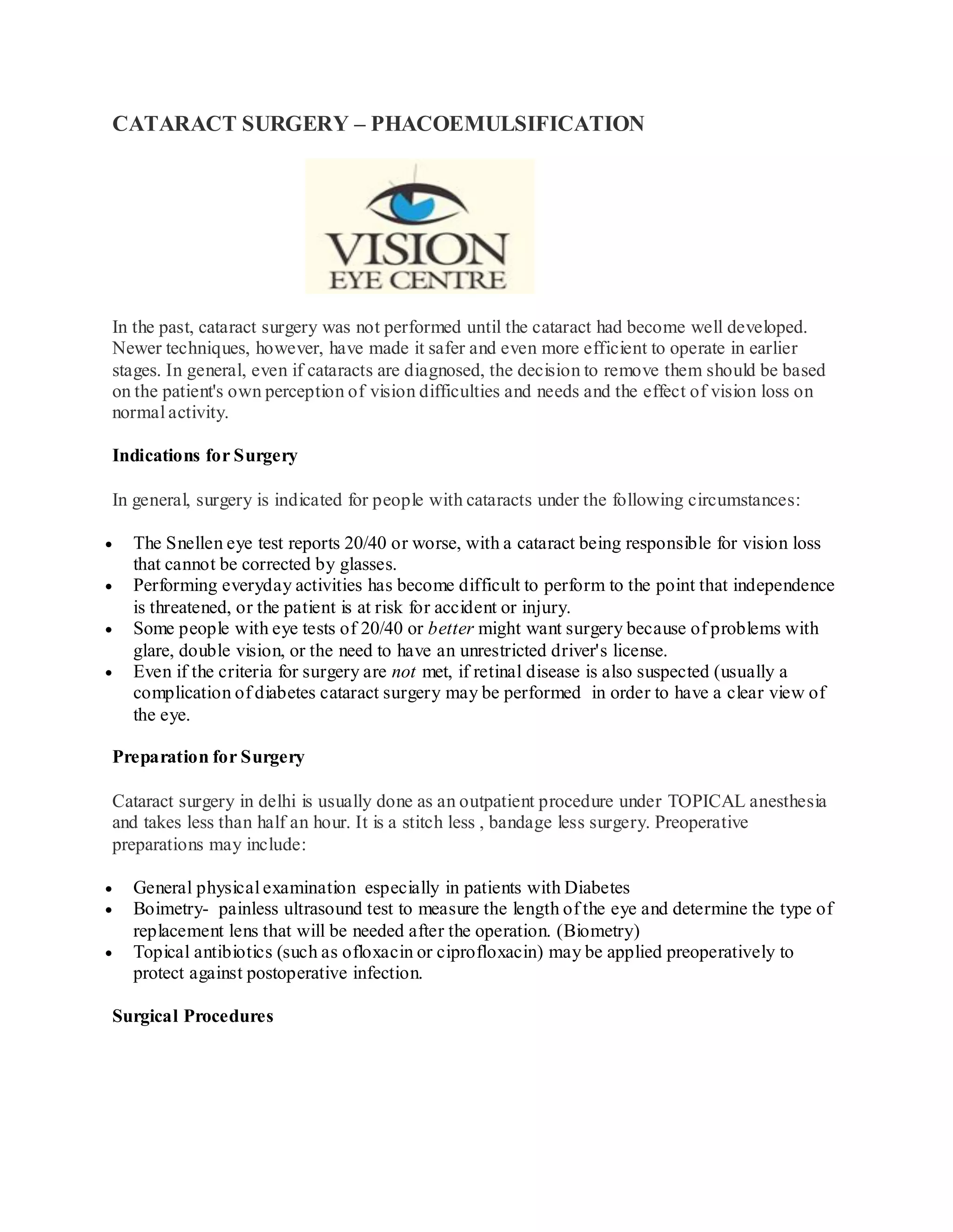 Cataract surgery | PDF