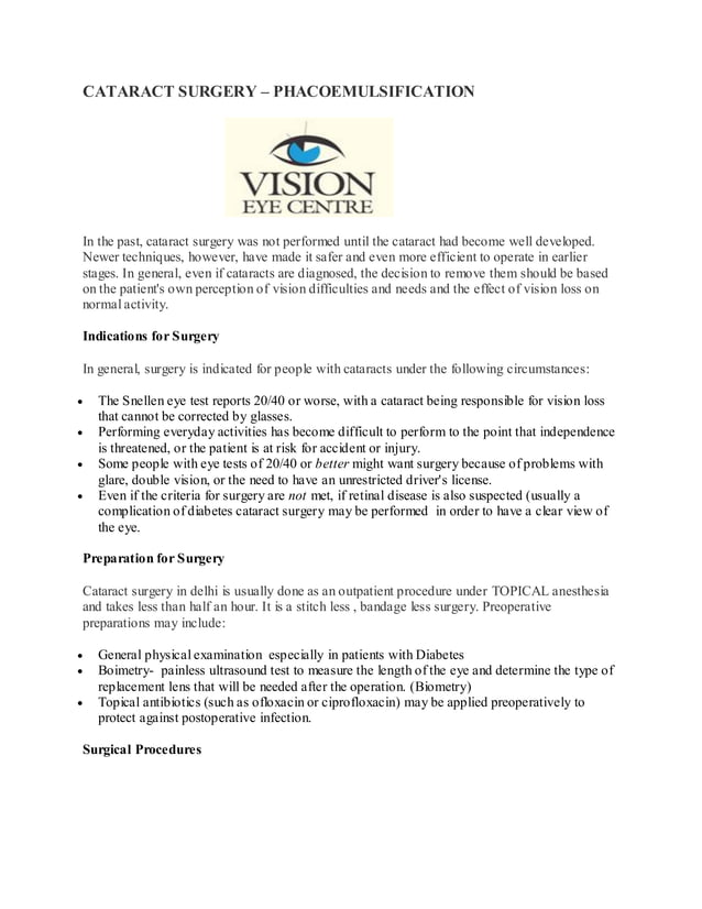 Cataract surgery | PDF