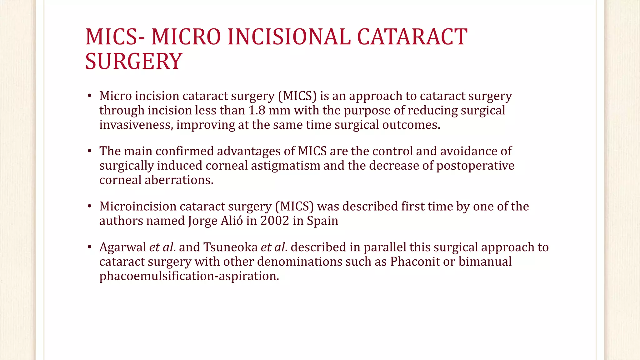 Cataract surgery past present future | PPTX
