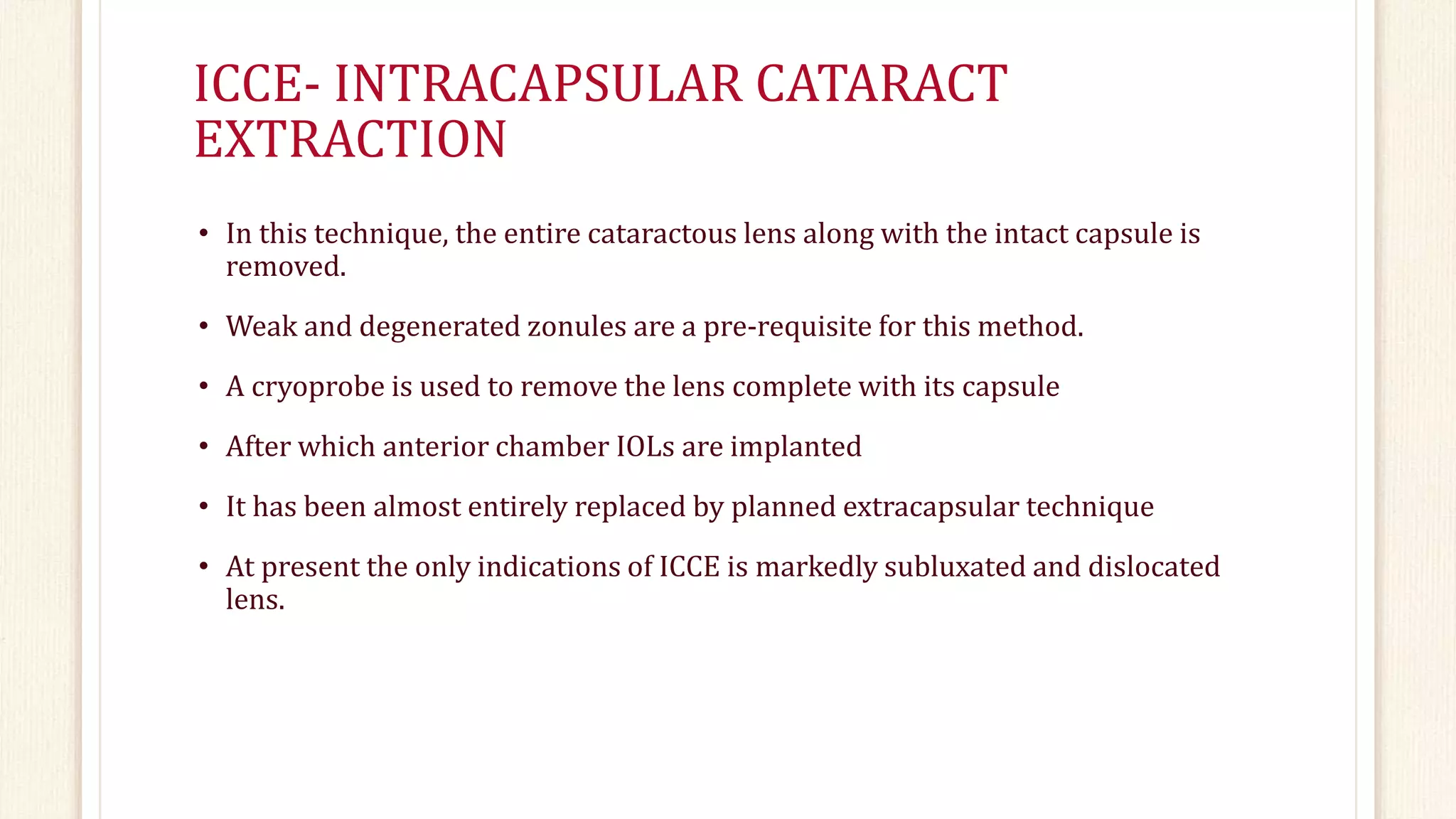 Cataract surgery past present future | PPTX