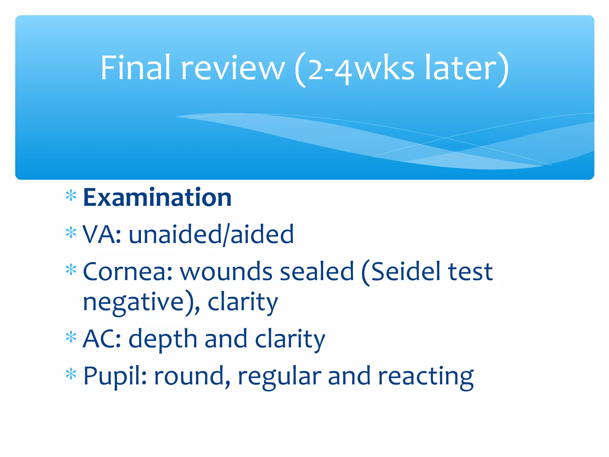 pre and post-operative management of cataract surgery | PPT