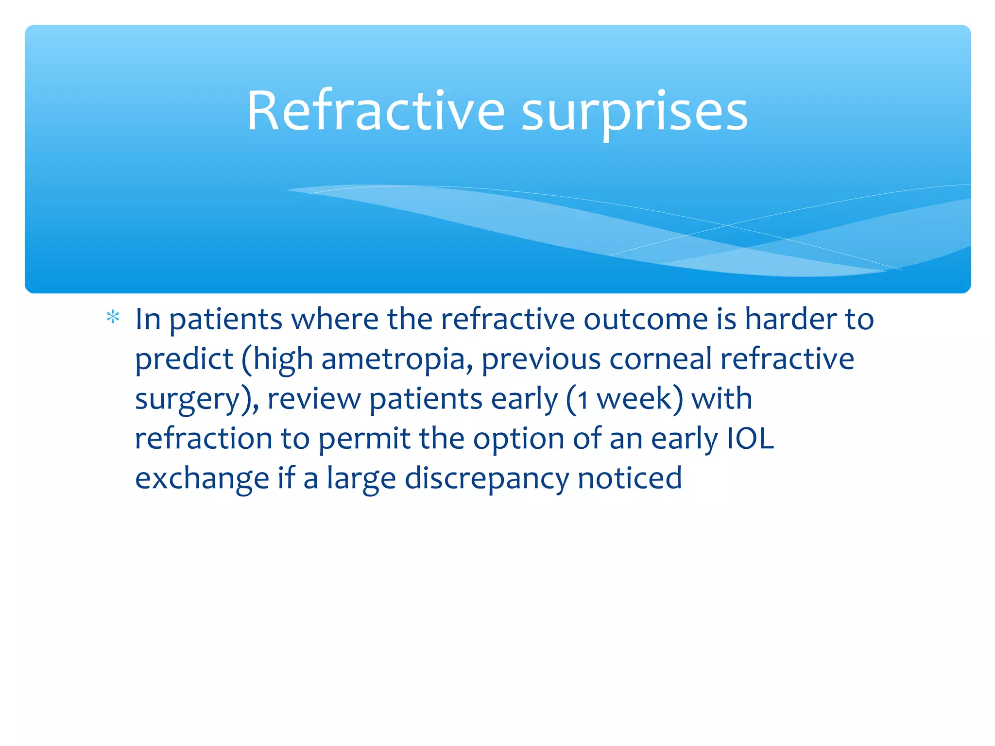 pre and post-operative management of cataract surgery | PPT