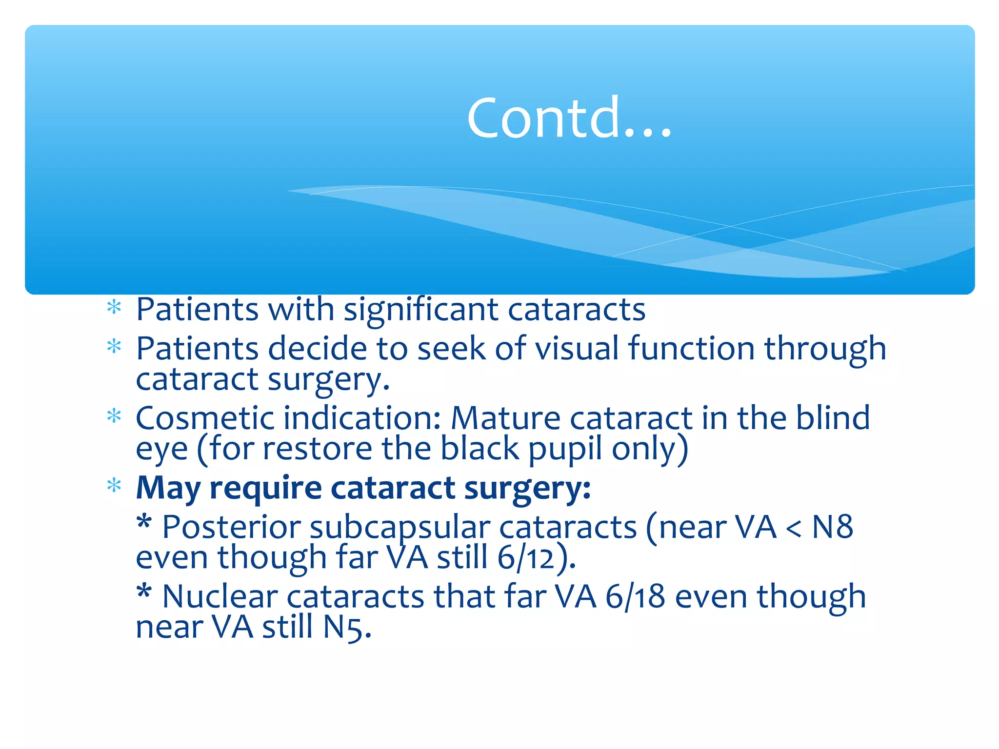 pre and post-operative management of cataract surgery | PPT