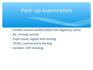 pre and post-operative management of cataract surgery | PPT