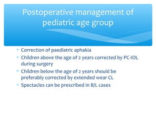 pre and post-operative management of cataract surgery | PPT