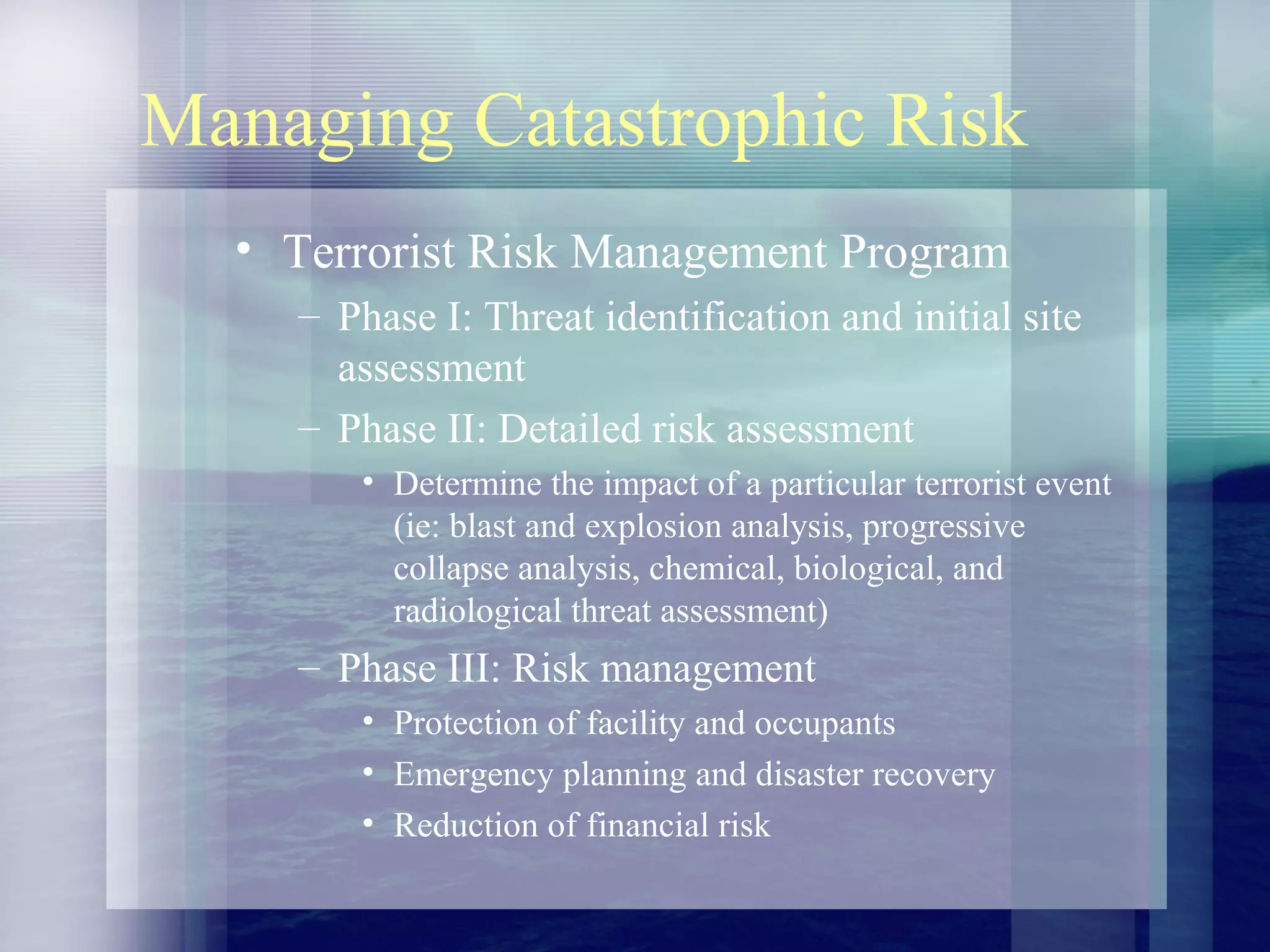 Management of Catastrophic Risks | PPT