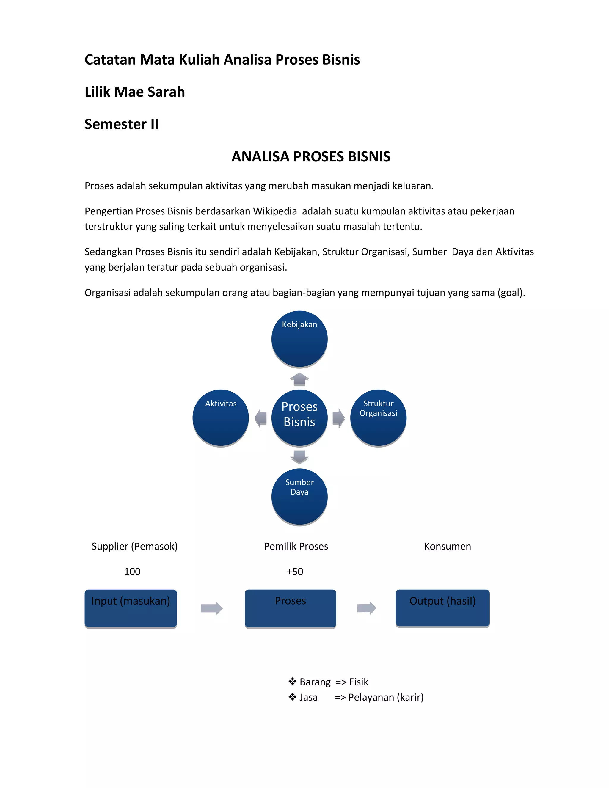 Catatan analisa proses bisnis | PDF