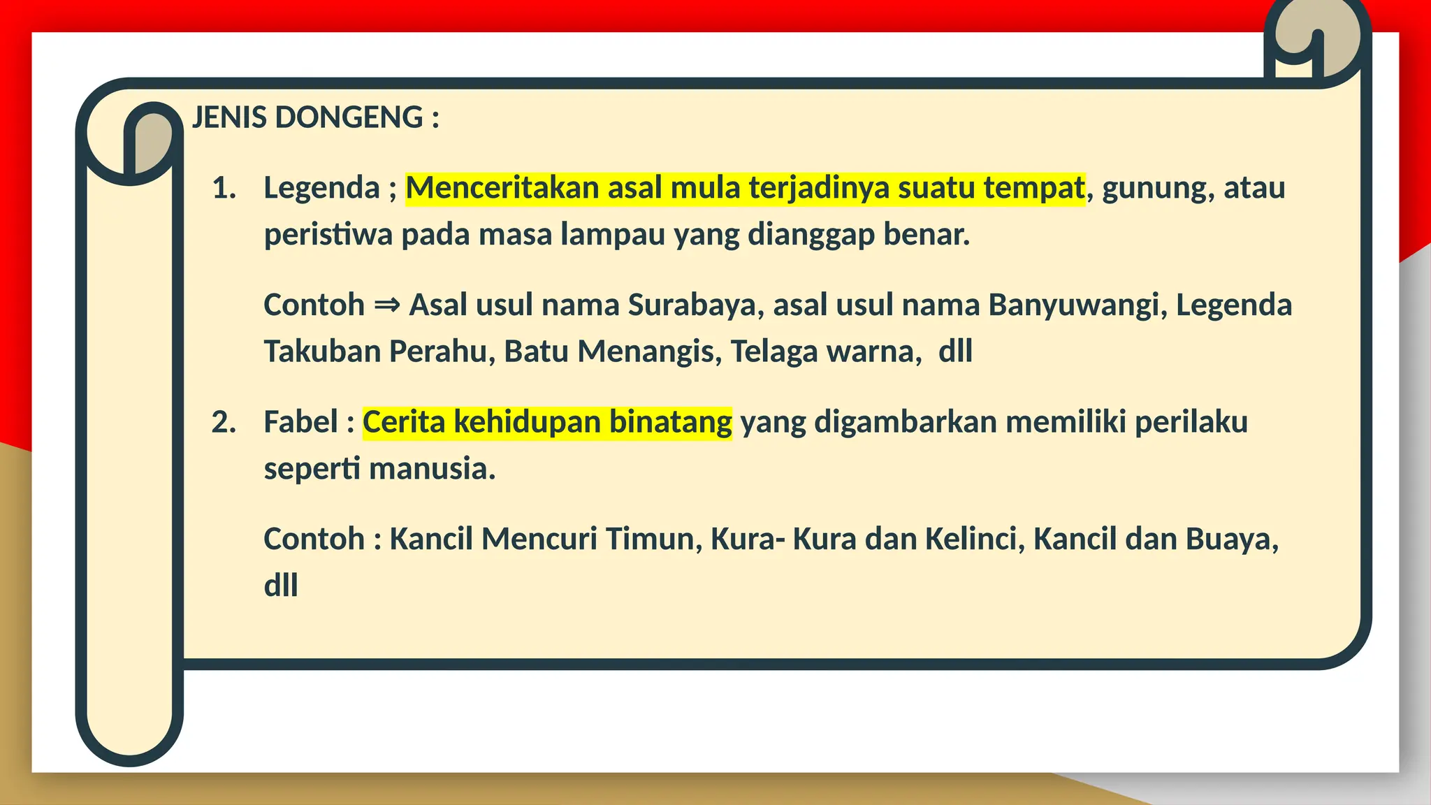 Materi Dongeng dan jenis dongeng materi Bahasa Indonesia | PPTX