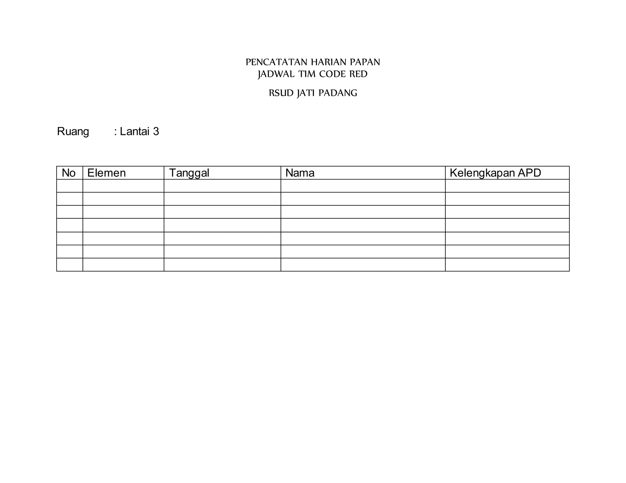 Catatan harian jadwal code red | DOCX