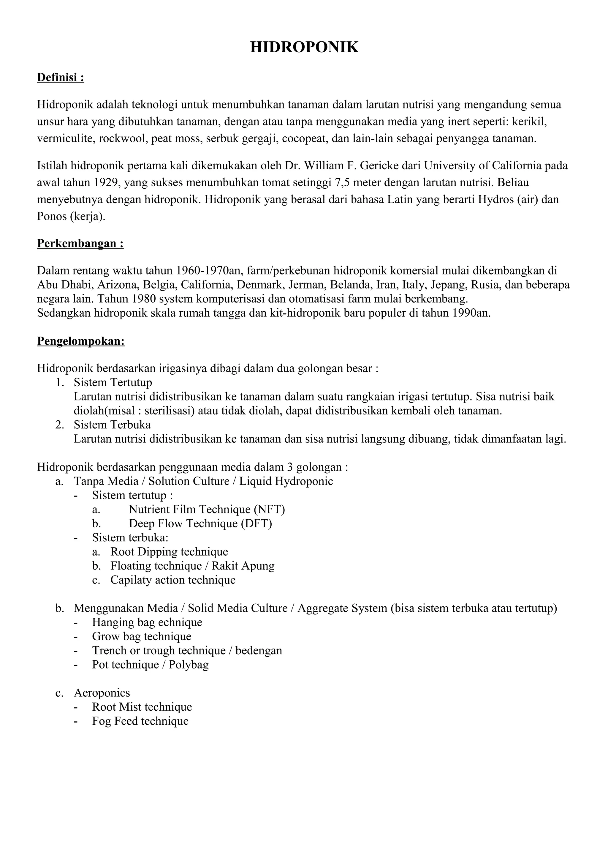 Catatan Hidroponik | PDF