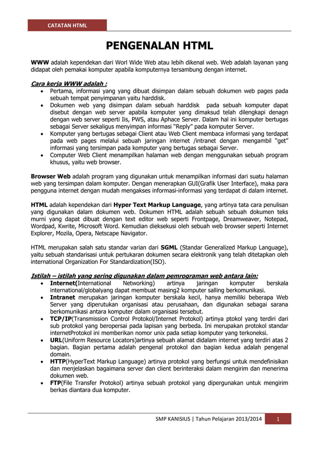 Catatan HTML SMP CC @2014-2015 | PDF