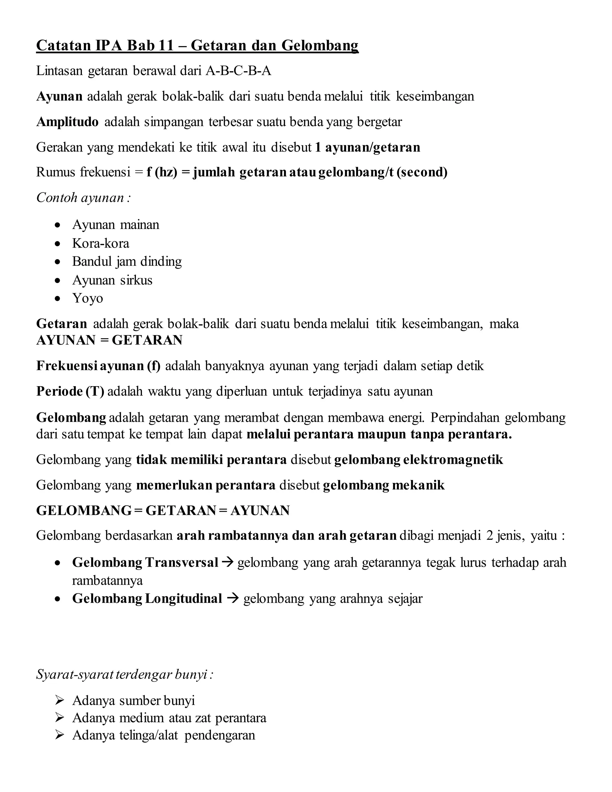 Catatan IPA Kelas 8 - Getaran dan Gelombang.docx
