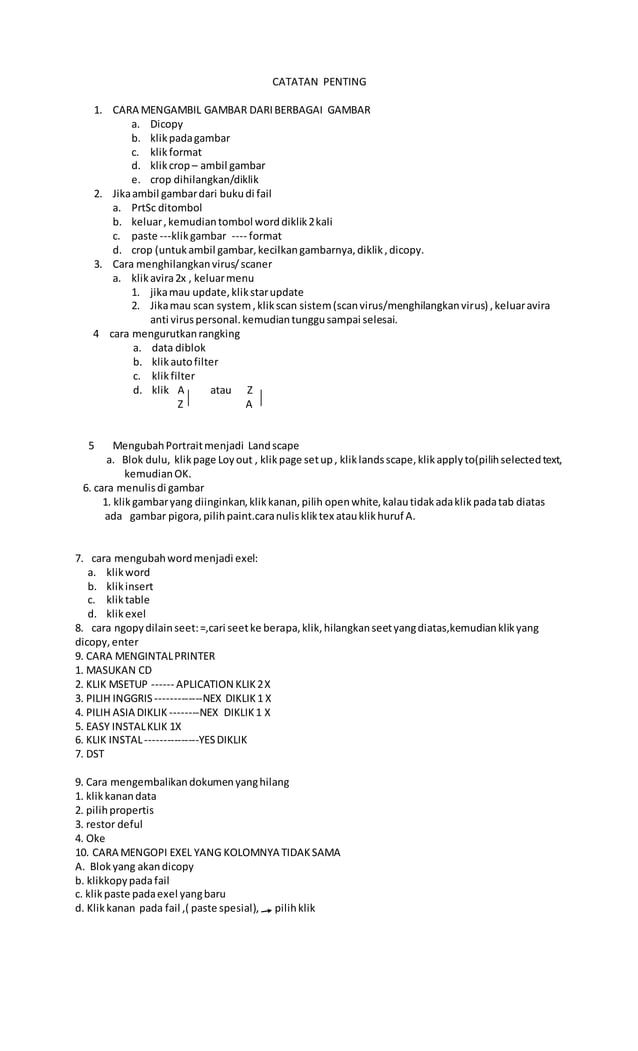 Catatan penting | PDF