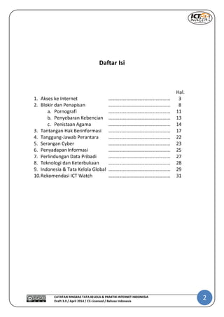 Tata Kelola dan Praktik Internet Indonesia (Caatan Ringkas) | PDF