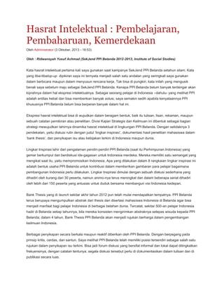 Catatan sekjend PPI Belanda 2012/2013 Ridwansyah Yusuf Achmad - semua | PDF