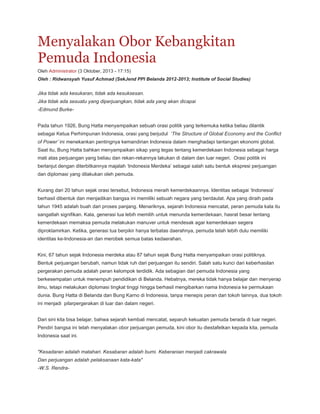 Catatan sekjend PPI Belanda 2012/2013 Ridwansyah Yusuf Achmad - semua | PDF