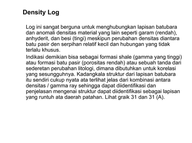 catatan training well logging dan deskripsi batubara | PPT