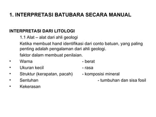 catatan training well logging dan deskripsi batubara | PPT