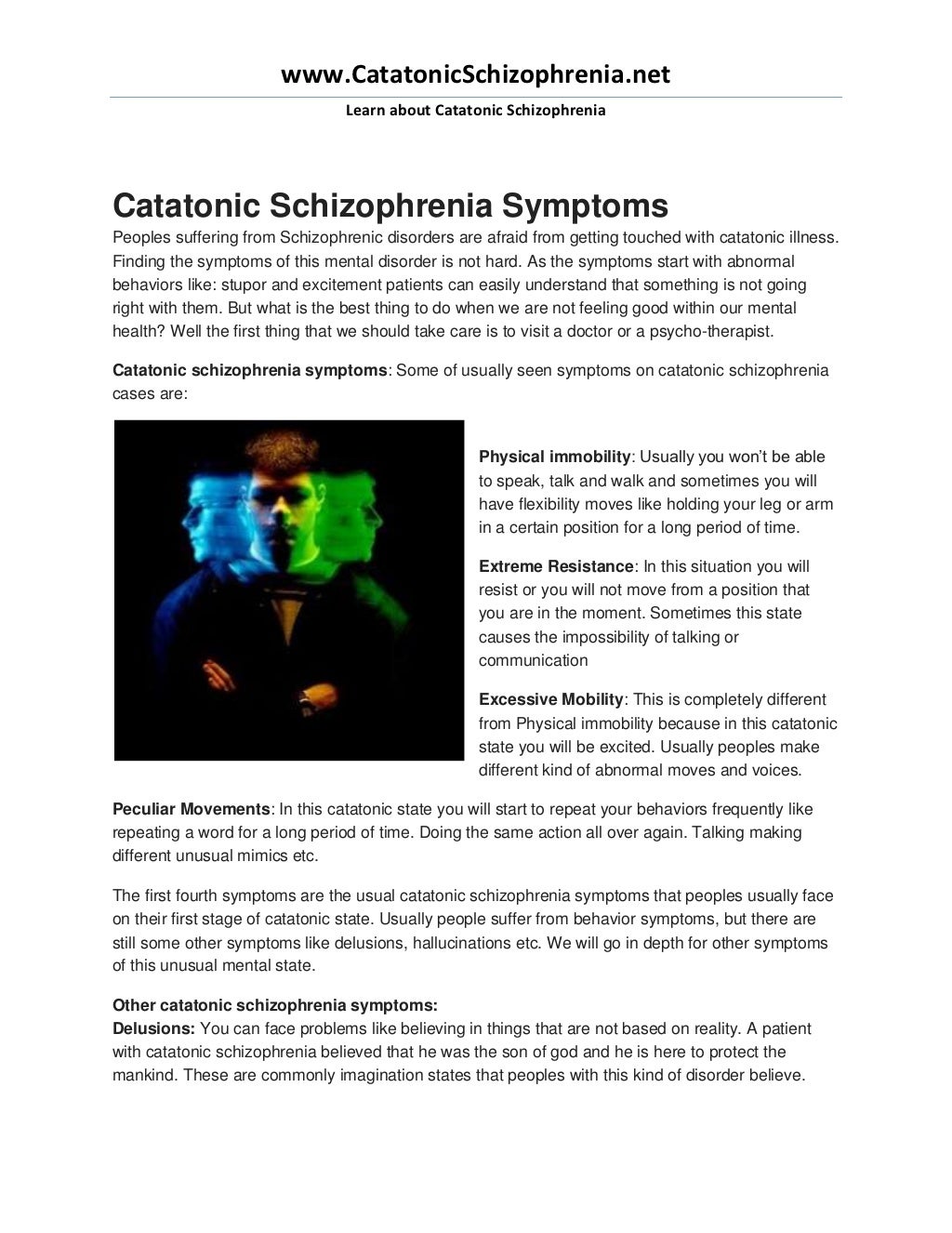 Catatonic Schizophrenia Symptoms