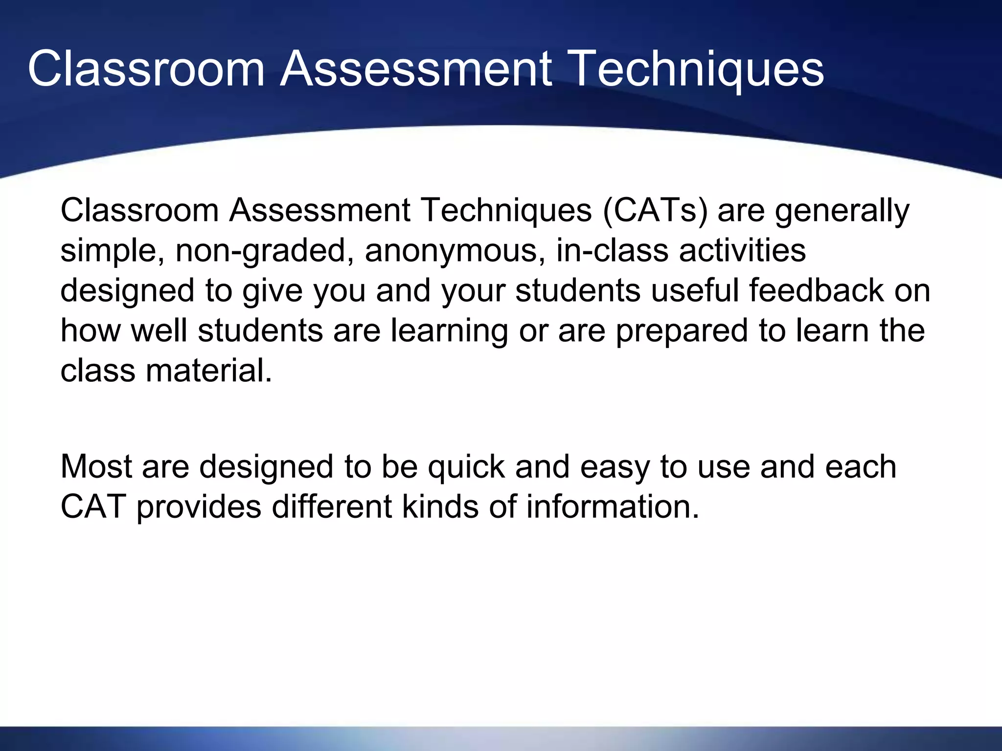 Classroom Assessment Techniques | PPTX