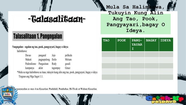 CATCH UP FRIDAY LECTURE SLIDES IN FILIPINO | PPTX