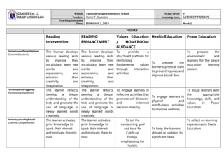 Catch UP Fridays Daily Lesson Log for FEB. 2 | PPT