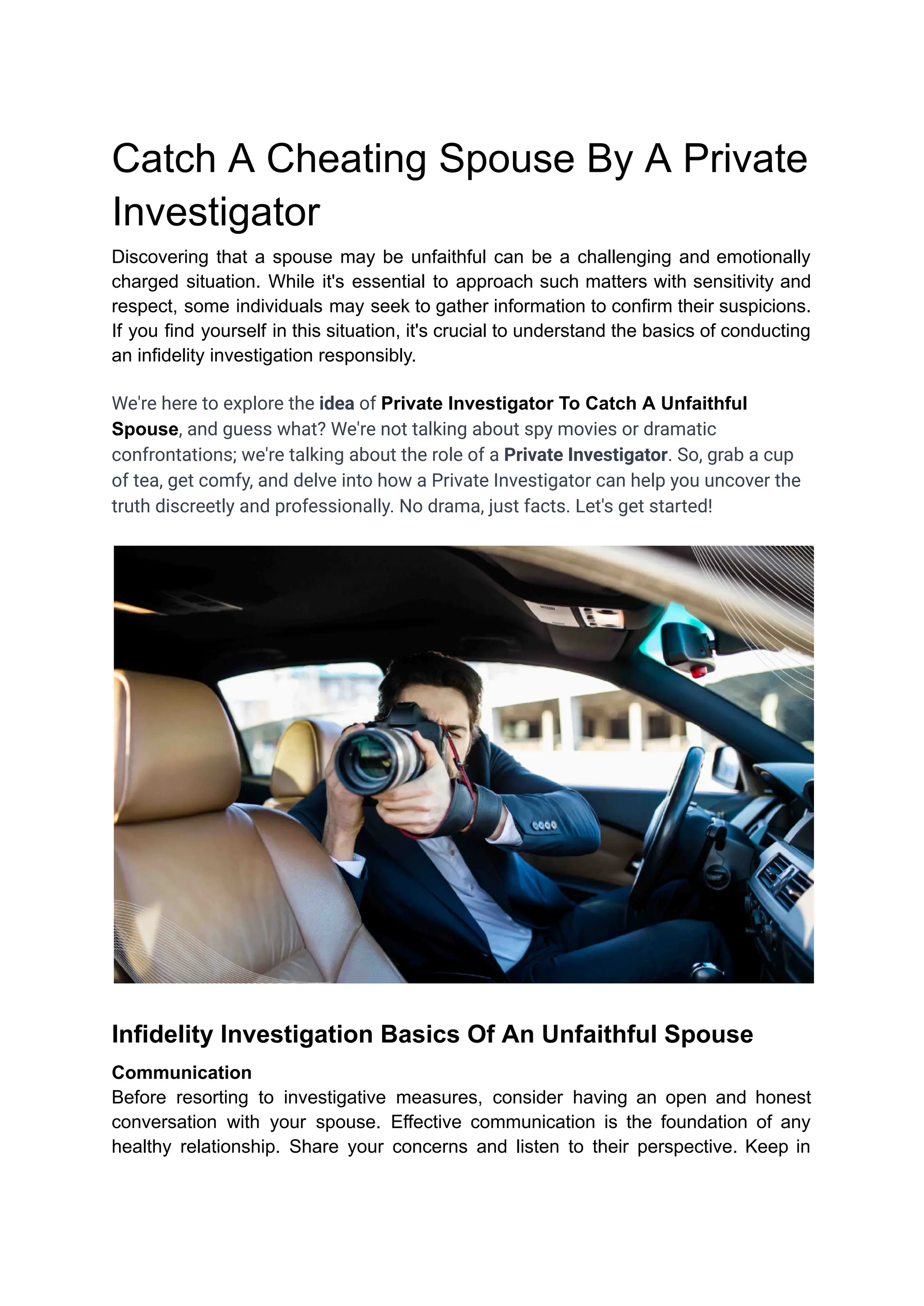 Catch A Cheating Spouse By A Private Investigator.pdf