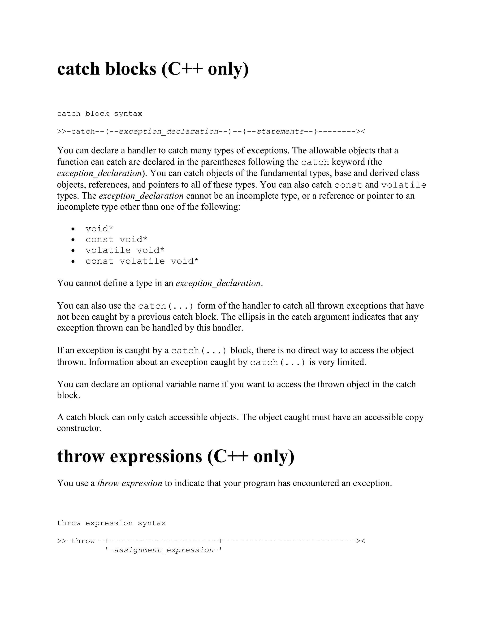 Catch and throw blocks | PDF