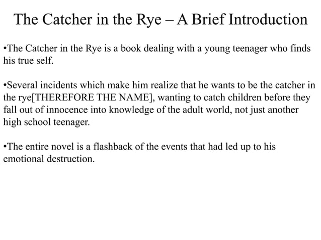Catcher in the Rye - presentation - final.ppt | Fiction | Books and ...