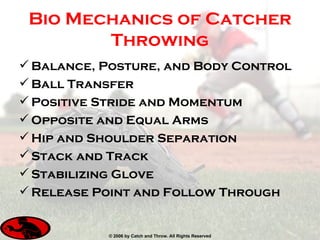 Catchers Throwing Mechanics And Drills | PPT
