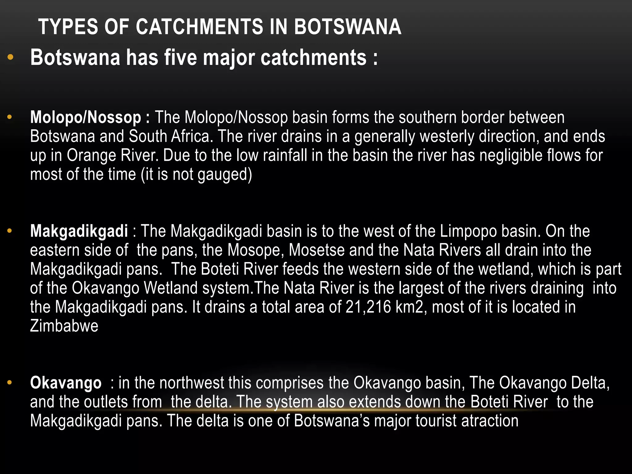 Catchment hydrology in botswana | PPTX