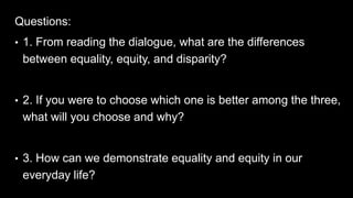 CUF Presentation HEALTH (Sub Theme) Equality vs. Equity | PPT