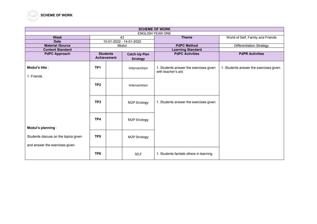 Catch Up Plan ENG D1.docx | Homework and Study | Education