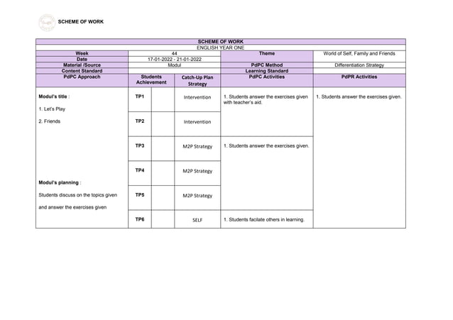 Catch Up Plan ENG D1.docx | Homework and Study | Education