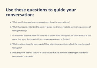 RELEVANCE OF POETRY FOR TEENS - INTERACTIVE | PPT