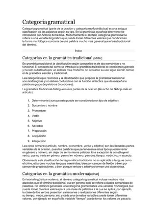 Categoría gramatical | DOCX