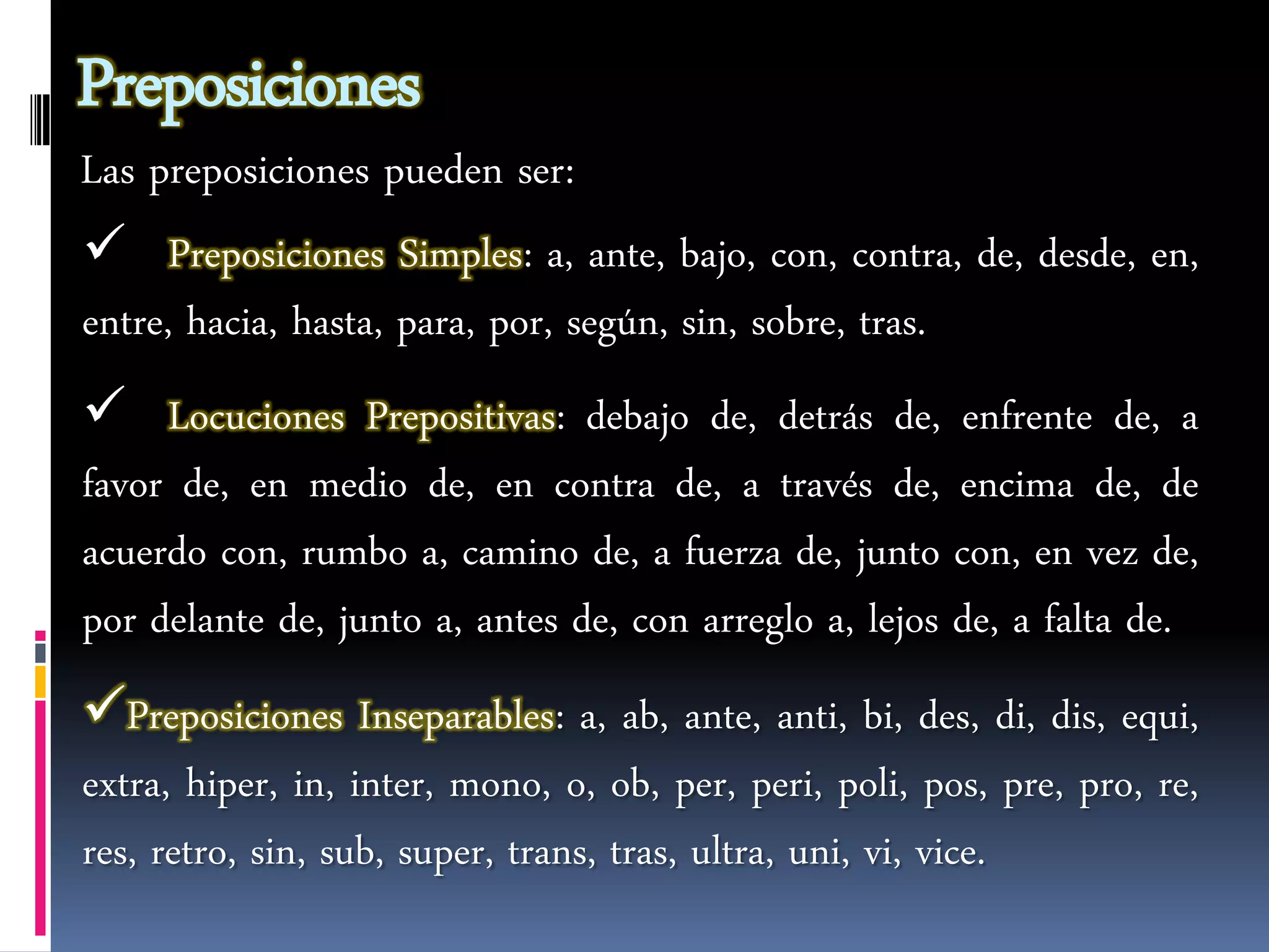 Preposiciones, conjunciones e interjecciones | PPT | Descarga Gratuita