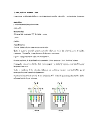 Categorias ponchado cable utp | PDF