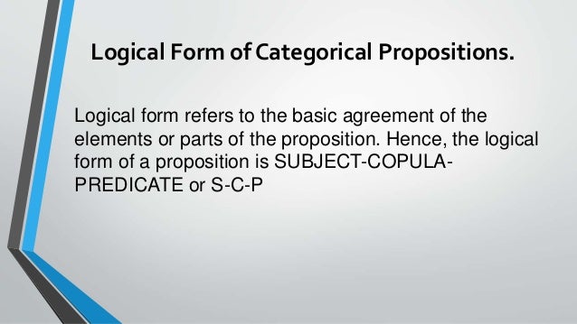 Categorical Propositions Logic 