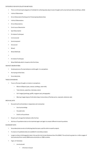 Categories for data collection methods | DOCX