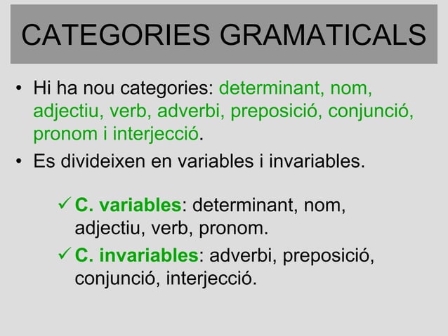 Categories gramaticals o lèxiques | PPT