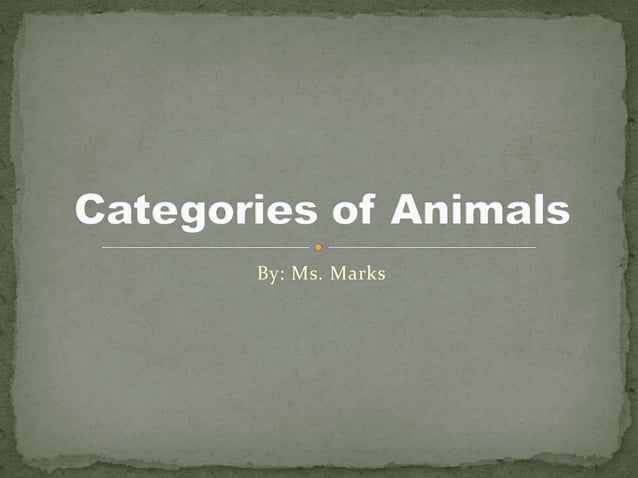 Categories Of Animals | PPTX