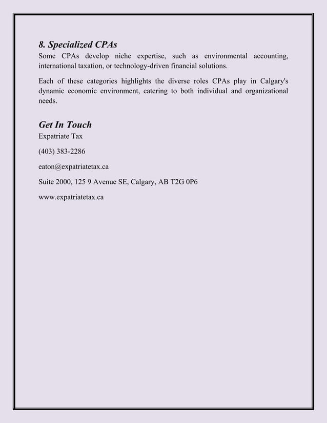 Categories of Chartered Professional Accountants in Calgary | PDF