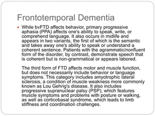 Categories of Frontotemporal Dementia | PPT